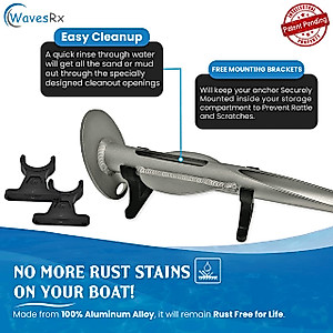 WAVESRX Beach Anchoring Bundle | Aluminum Sand Anchor + Bungee Line 14' | Securely Anchor Your Watercraft in Shallow Water Near Beach or Sandbar | Perfect for Boats, Pontoons, Jet Ski and Other PWC
