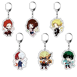 WillZephyr My hero one's justice double-sided acrylic keychain Midoriya Izuku Todoroki Shoto pendant (6Pcs)