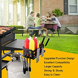 Griddle Caddy for Blackstone Griddle Accessories, Space Saving Storage Caddy for Blackstone 28"/36" Griddles/Weber Grill, BBQ Accessories Storage Box with Magnetic Tool Holder & Paper Towel Holder