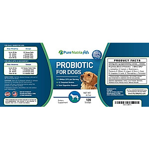 PureNutria Dog Probiotics Dog Supplements - for Dog Diarrhea, Upset Stomachs, Yeast, Gas, Dog Allergy and Dog Immune System Support - Made in USA - 12 Targeted Strains 5 Billion CFU - 120 Scoops