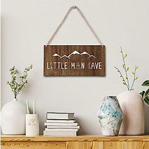 Little Man Cave Wall Sign, Woodland Boy Nursery, Toddler Boys Room, Baby Boys Room Wall Decor Farmhouse Rustic Wall Art Wooden Sign, 10" X 5" Wood Plaque Wall Hanging Sign(Hb11)