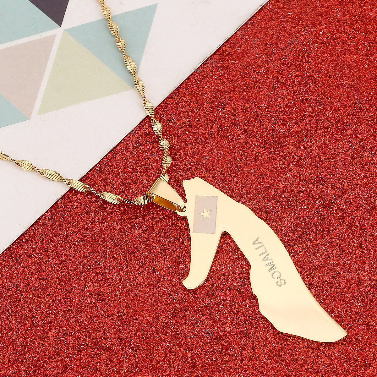 Somalia Map Flag Gold Color Necklace Gold Color Jewelry Soomaaliya Jewelry