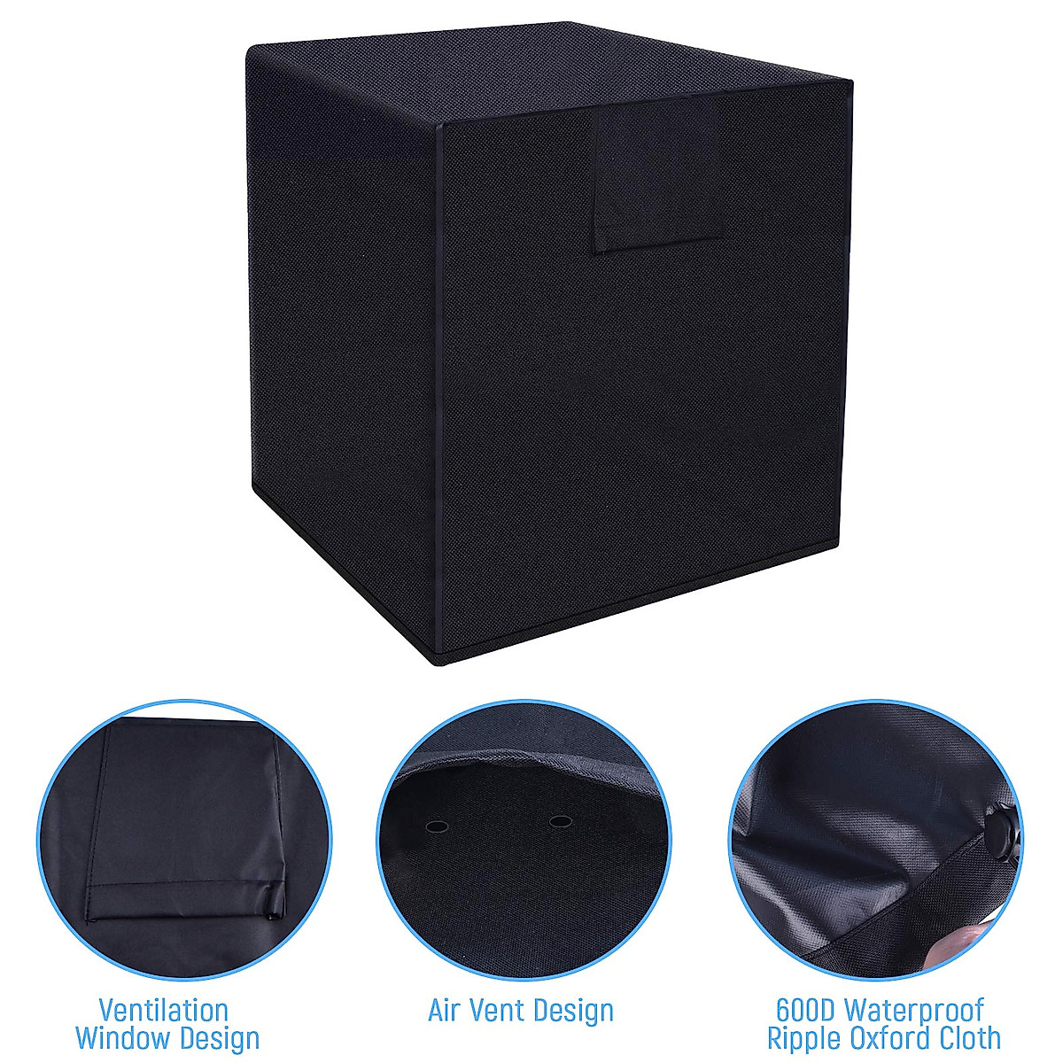 SUPDEJA Air Conditioner Covers for Outside Units, AC Unit Covers for Outdoor - Heavy Duty Waterproof Dustproof Design Square Outdoor Air Conditioner Cover Fits up to 24"X24"X30" Inches Black
