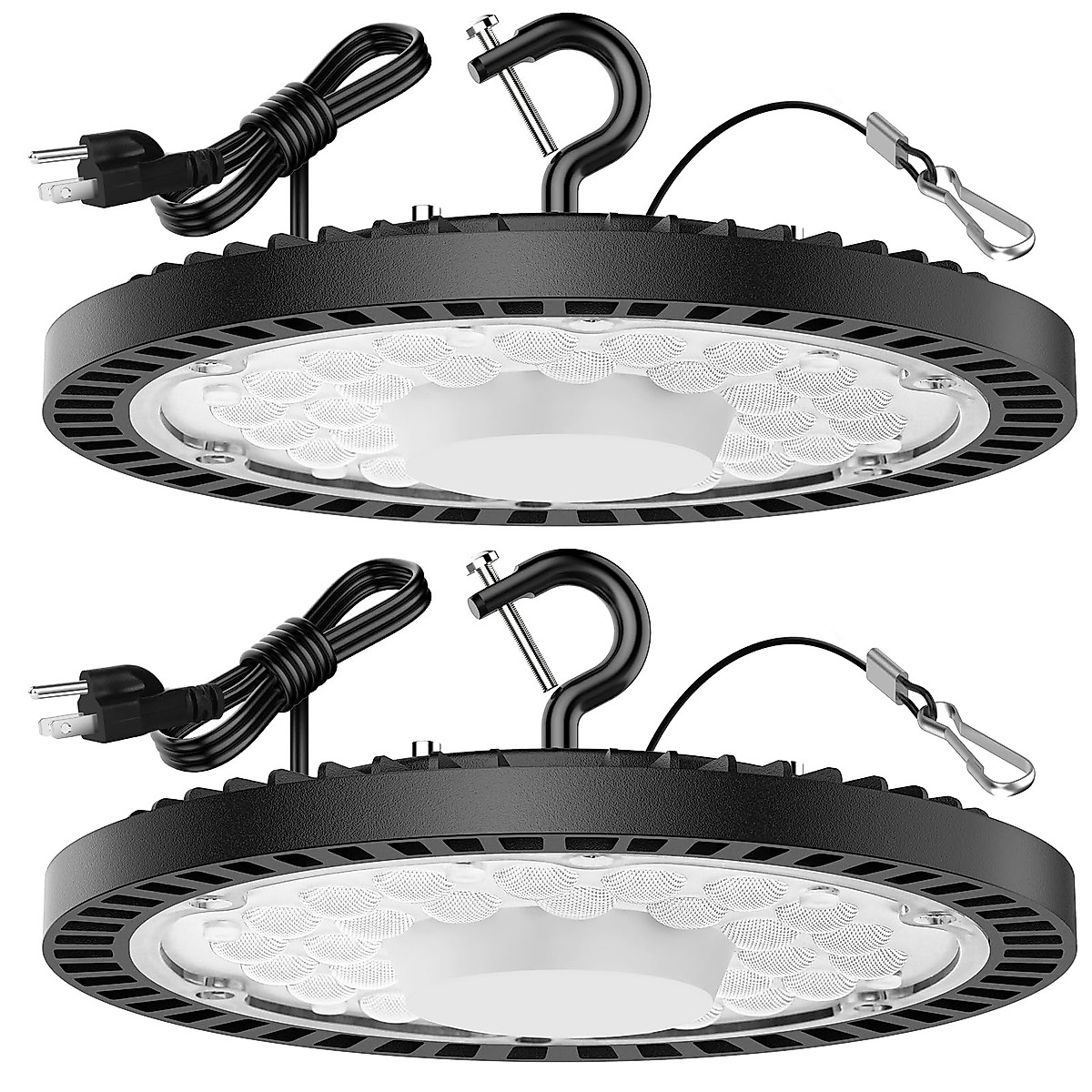 TOBUSA 24000LM UFO LED High Bay Lights, 150W LED Shop Lights, 600W MH/HPS Equivalent Warehouse Lights 5000K, Waterproof Industrial Commercial Lighting Fixtures for Workshop Barn Garage, 2-Pack