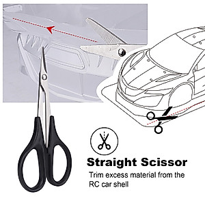 Hobbypark RC Body Reamer Curved Scissors & Straight Scissors RC Car Body Shell Lexan Plastic Trimming Tools Set (3-Pack)