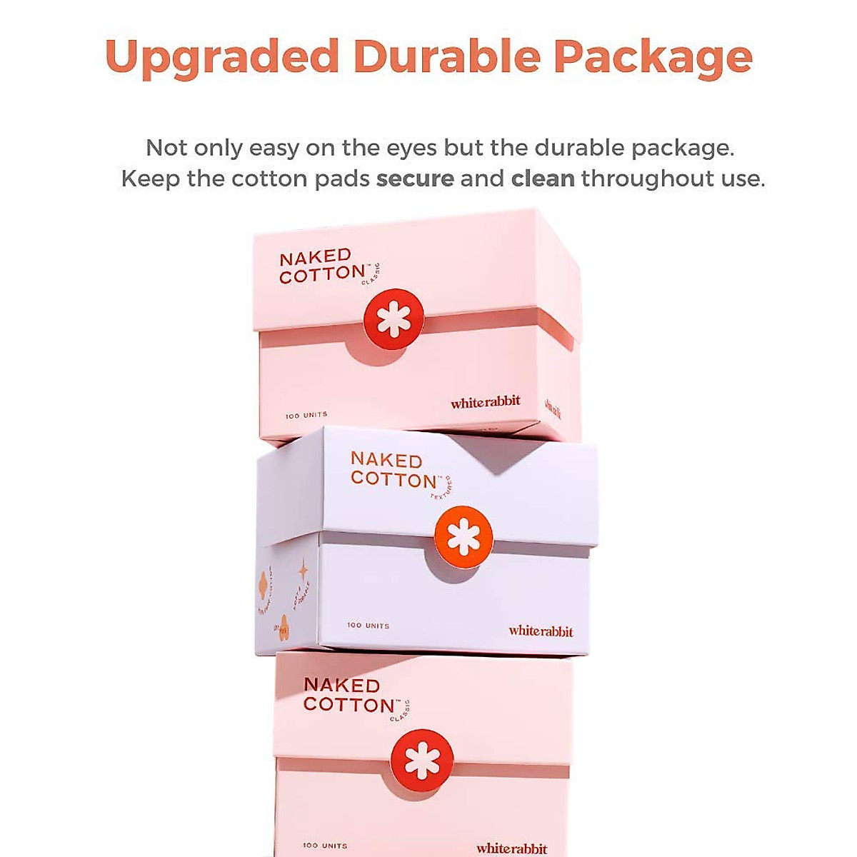 White Rabbit - NAKED COTTON Textured - Perforated Facial Cotton Pads - For Makeup Remover, Toner, Mask - 100% Cotton, Unbleached, Lint-Free - Exfoliating & Durable - Natural & Cruelty-Free - 200 Count