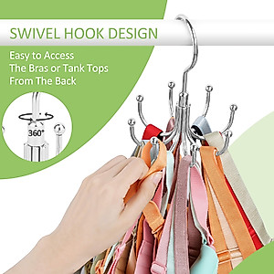 OMHOMETY Bra Hanger for Closet, Tank Top Organizer, Max 24 Capacity Rotatable Metal Space Saving Hanger Sport Bra Storage, Silver 1 Pack