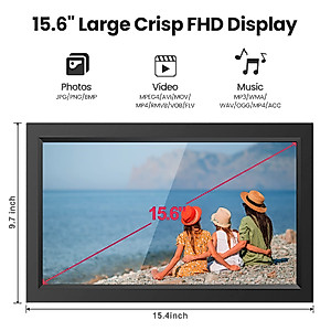 Jazeyeah 15.6 Inch Large Digital Picture Frame, Frameo WiFi Smart Digital Photo Frame with 32GB Storage and 1920 * 1080 IPS FHD Touch Screen, Free Storage - Gift for Friends and Family