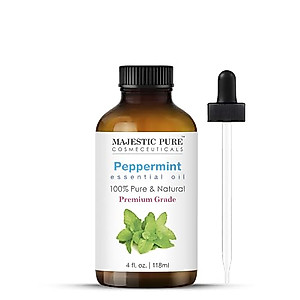 MAJESTIC PURE Peppermint Essential Oil | 100% Pure and Natural Peppermint Oil | Premium Grade Essential Oils for Hair Care, Home Diffusers, Skin, Aromatherapy, Massage and Humidifiers | 4 Fl Oz