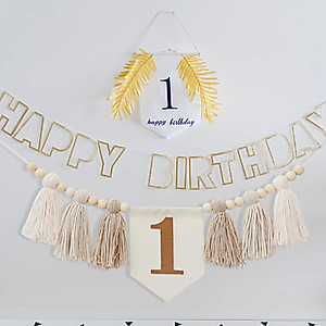 Handmade Boho 1st Birthday High Chair Banner Party Decoration For Girl Baby Shower Wall Hangings Decorative For Kids Bedroom