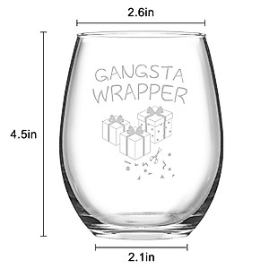 Futtumy Christmas Themed Stemless Wine Glass Set of 4, Funny Wine Gift for Men Women Family Friend Coworker, Christmas Gift Gag Gift White Elephant Gift Exchange Gift, 15oz