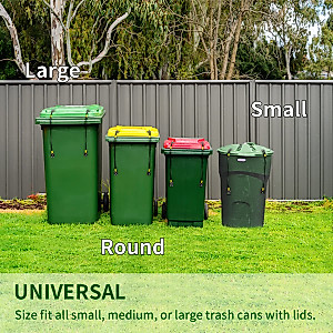 Trash Can Lid Lock,Trash Can Locks for Animals Stop from Rummaging Metal Universal Lid Lock for Outdoor Garbage Cans-Durable Rubber Coated Braided Wire Rope(4 Pack)