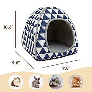 TiereCare Guinea Pig Hideout Bunny Bed Hamster House Cozy Guinea Pig Cage Accessories Rabbit Habitat Hide-Out for Hedgehog Small Animal Supplies(Blue)