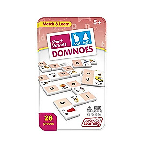Junior Learning Short Vowel Dominoes Educational Action Games, Multi (JL493)