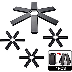 Creative Foldable Heat Insulation Pot Mat, Portable Non-Slip Insulated Pad Trivet, Compact Expandable Table Cushion Pan Holder, Heat-Insulating Placemat for Hot Pots and Hot Dishes (4pcs)