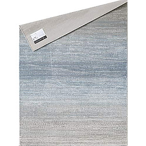 Abani Grey & Blue Minimalist Striped 4' X 6' Area Rug - Rustic Rugged Contemporary Modern Style Accent Rug, Vista Collection Rugs