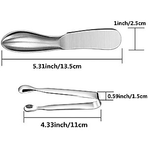 Linwnil Spreader Knife Set,6-Piece Cheese and Butter Spreader Knives,Mini Serving Tongs,Stainless Steel Multipurpose Butter Knives