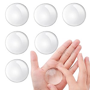 FXHDC-M 6 Pieces Wall Door Handle Stoppers - 2" Round Clear Soft Rubber Wall Protectors for Door Bumpers - Self Adhesive Door Knob Wall Shield for Home and Office Protective Wall Guards