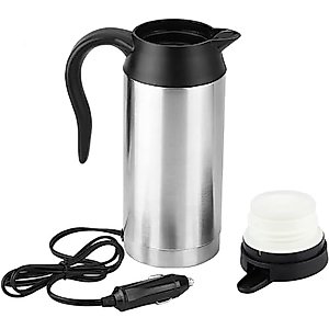 Car Kettle Electric Kettle Camping 12V 750ml Coffee Maker Water Boiler Portable Travel Car Truck Kettle Hot Water Heater Bottle for Tea Coffee Making Cigarette Lighter Heating Cup, 120W