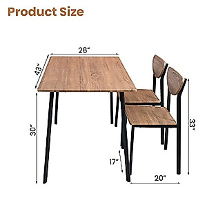 Lamerge 5-Piece Dining Table Set, Kitchen Table Set for 4, Industrial Dining Table and Chairs Set with Metal Frame, Kitchen Table and Chairs for Small Space, Apartment, Rustic Brown