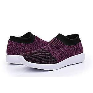 CullForYou Women's Flexible Knit Walking Shoe (8 M US,Purple/Black)