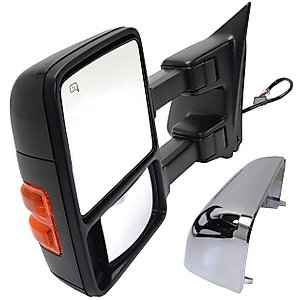 Kool Vue Driver Side Power Heated Towing Mirror for Ford F-250 F-350 Super Duty 2010-2016 Power Fold With Signal Light & Memory; Without Blind Spot Monitor Auto Extend with 2 Caps