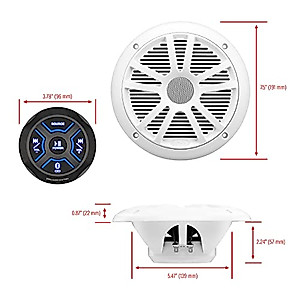 BOSS Audio Systems MG150W.6 Marine Boat Stereo Sound System Speaker Package - Built-in 2 Cannel Amplifier Head Unit, IPX6 Weatherproof, Bluetooth, No CD Player, USB, 6.5 Inch Full Range Speakers