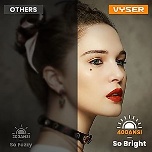 VYSER Projector with 5G WiFi & Bluetooth, 400ANSI Native 1080P Movie Projector with Screen, 4P/4D Keystone Correction, 300" Portable Outdoor Projector Compatible with HDMI, VGA, USB, iOS/Android