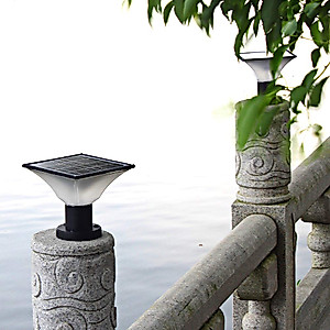 FOOYANCHO Solar Post Cap Lights Outdoor,Dusk to Dawn Auto On/Off Solar Powered Post Lights Fits Most Posts (2 Pack)