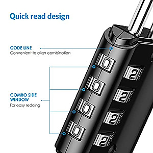 AMIR 2-Pack Combination Lock, 4-Digit Security Padlock with Key, Door Lock for School, Gym or Sports Lockers, Fences, Toolboxes, Boxes, Hitches, Storage