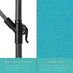 Best Choice Products 10ft Offset Hanging Market Patio Umbrella w/Easy Tilt Adjustment, Polyester Shade, 8 Ribs for Backyard, Poolside, Lawn and Garden - Sky Blue
