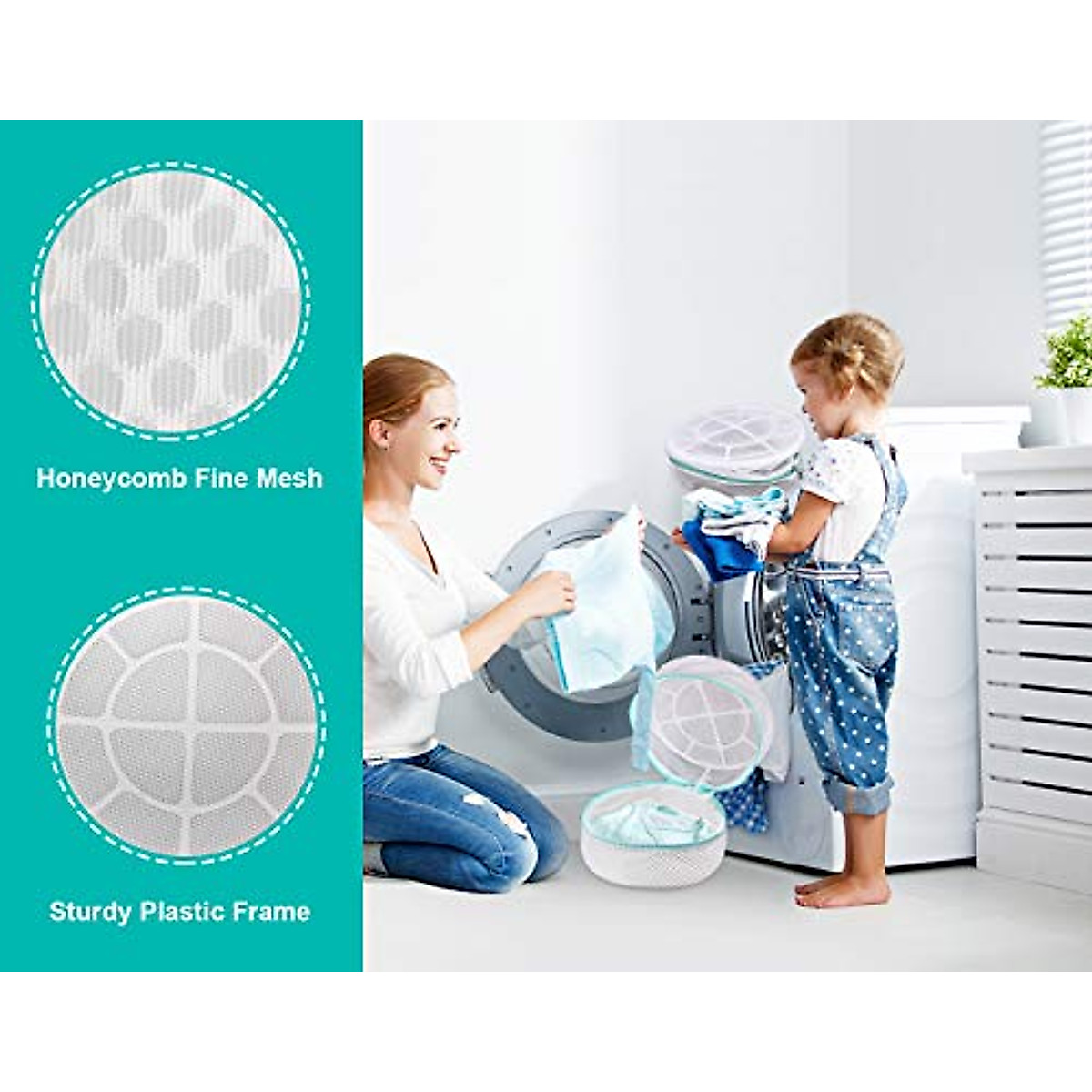 Plusmart Large Mesh Lingerie Bags for Laundry, Bra Washing Bag for Washing Machine/Washer, F to G Cup, 3 Pack White