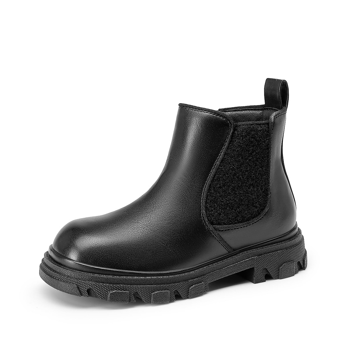 DREAM PAIRS Girls Chelsea Boots Side Zipper Lug Sole Ankle Booties Toddler/Little Kid/Big Kid,Size 12 Little Kid,Black,SDBO2301K