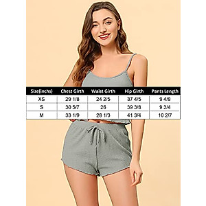 cheibear Womens Lounge Pajamas 2023 Summer Cami Tops with Shorts Sleepwear Knit Camisole PJ Sets X-Small Grey