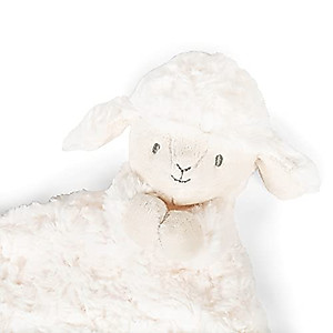 DEMDACO Fuzzy White Lamb Loves Me Polyester Plush Children's Rattle Blankie