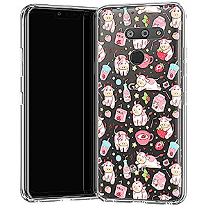 Slim TPU Phone Case Compatible with LG Velvet V60 V50 ThinQ 5G V40 V35 V30 Plus G7 G6 Lightweight Korean Protective Strawberry Milk Soft Kawaii Flexible Cow Pink Cover Cute Durable