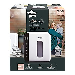 Tommee Tippee UV 3-in-1 Sterilizer and Dryer for Baby Bottles and Accessories, Kills 99.9% of Bacteria and Viruses*, Steam and Water Free