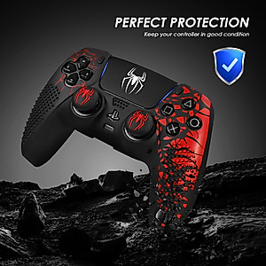 Anti-Slip Skin for PS5 Controller, Protective Controller Cover for PS5 Accessories, Silicone PlayStation 5 Controller Cover Case with Thumb Grip Caps and Touch Pad Sticker