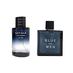 INSPIRE SCENTS Savage Pour Homme & Blue for Men Cologne Combo Set, Eau De Toilette Natural Spray Fragrance for Men, Wonderful Gift, Masculine Scent 3.4 Fl Oz Each (Pack of 2) Clashoky