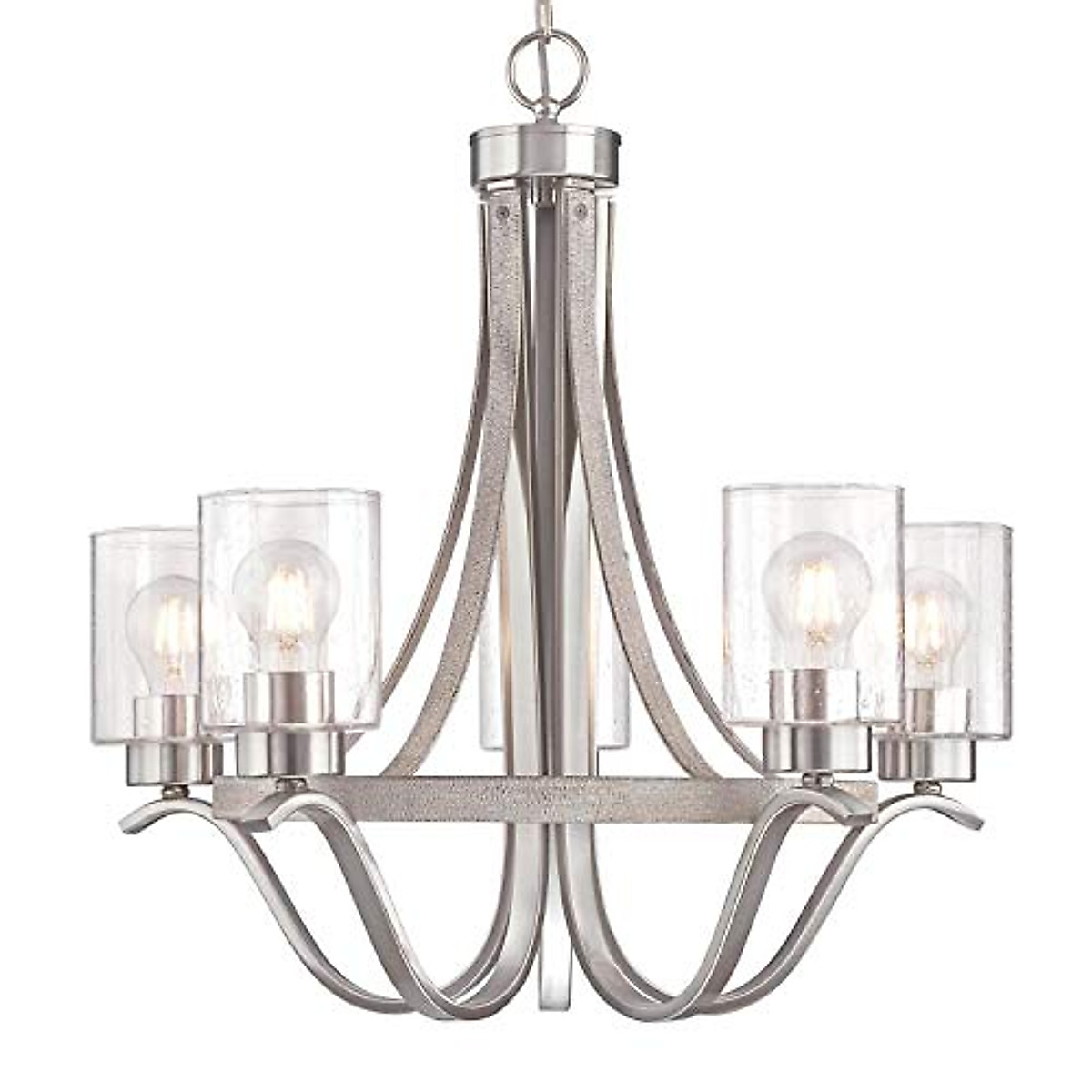Westinghouse Lighting 6576900 Barnwell Five-Light Indoor Chandelier, Antique Ash and Brushed Nickel Finish with Clear Seeded Glass