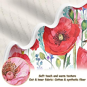 Kigai Red Poppies Birds Baby Blanket for Boys Girls, Swaddle Blankets Soft Cozy Nursery Receiving Blankets Travel Blanket Throw Blankets for Toddler Newborn, 30 x 40 Inch