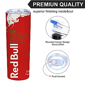 ATHAND Red Bull Printed Tumbler,Funny Tumblers,20 OZ Insulated Vacuum Skinny Tumbler,Gifts for Friend,Classmate,Women,Men,Boy,Girls,1 Pcs
