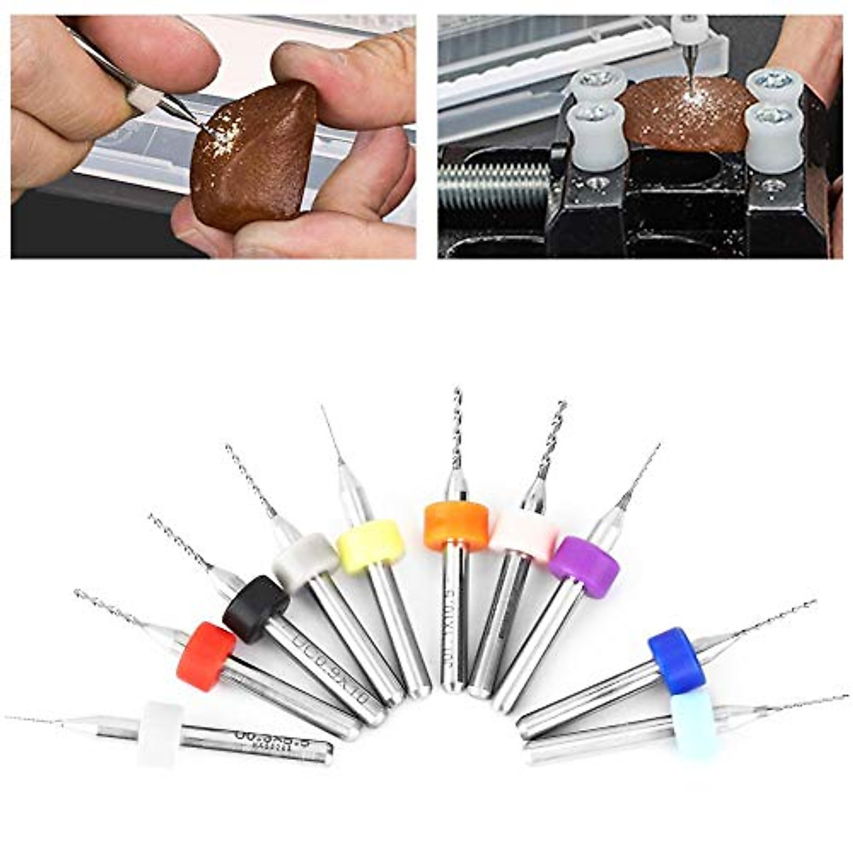 10Pcs/Set 0.3-1.2mm Print Circuit Board Drill Bits Carbide Micro Drill Bits Set PCB CNC Rotary Drilling Tool for Print Circuit Board Stone