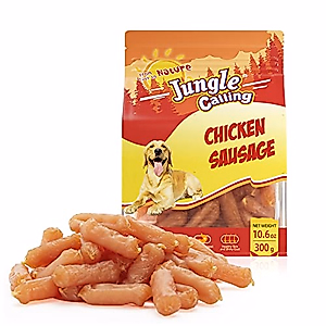 Jungle Calling Dog Treats Chicken Jerky Training Treats, Slow Roasted Snacks for Medium and Large Dogs Chewy Treats 10.6 Ounce (Chicken Sausage)