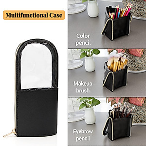 OCHEAL Makeup Brush Holders,Makeup Brush Organizer For Vanity,Portable Travel Makeup Brush Case, Makeup Artist Cosmetic Brushes Storage Bag Stand-Up Brush Cup Organizer-Black