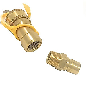 1/2" QDD LP Gas Quick Connect/Disconnect Connector & Male Insert Plug [8630 3308] Solid Brass 1/2 PSIG Pressure Input 1/2 Ins & 1/2" Male NPT x 1/2 inch Natural Gas Propane Fitting Connector