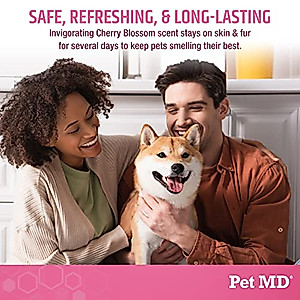 Pet MD Body Spray for Dogs & Cats, Deodorizing Dog Perfume Reduces Static & Eliminates Odor - Long-Lasting Pet Cologne Spray for Dogs - Cherry Blossom