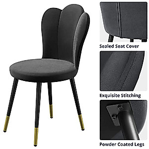Cozy Castle Kitchen & Dining Room Chairs, Upholstered Dining Chairs, Velvet Kitchen Chairs Set of 2, Charcoal Black