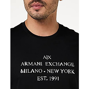 A|X ARMANI EXCHANGE Armani Exchange Men's EST 1991 Logo Tee, Black, Medium