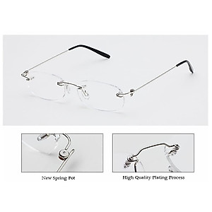 Viseng 2 Pairs Unisex Super Lightweight Rimless Quality Readers Ultra Thin Clear Lenses Frameless Reading Glasses +1.5